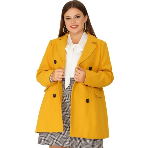 Agnes Orinda | Jackets & Coats | Mustard Yellow Doublebreasted Mid ...
